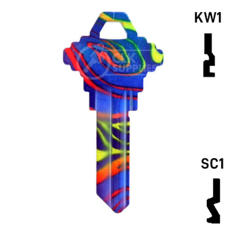 Residential Key Blanks | Happy Keys- Rainbow Swirl Key (Choose Keyway ...