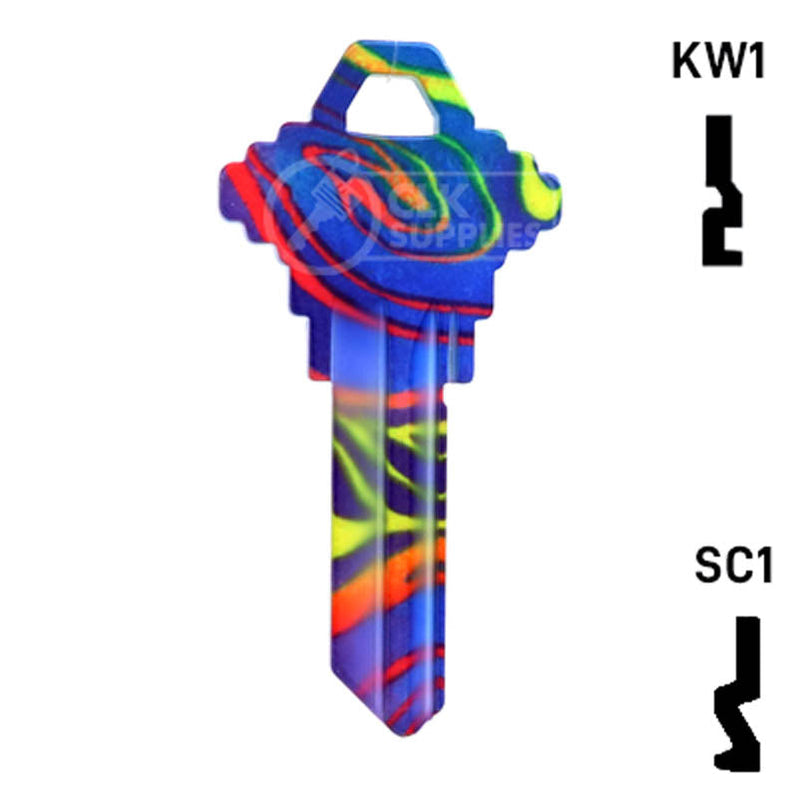Residential Key Blanks | Happy Keys- Rainbow Swirl Key (Choose Keyway ...