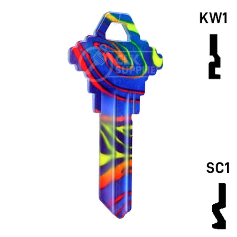 Residential Key Blanks | Happy Keys- Rainbow Swirl Key (Choose Keyway ...