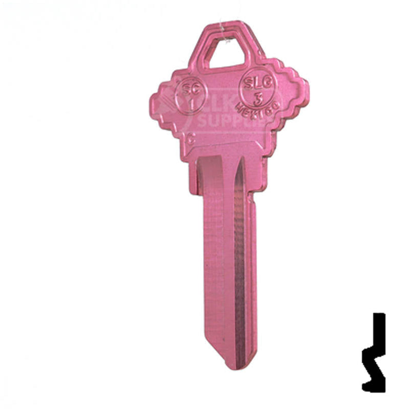 Uncut Aluminum Key Blank | Schlage SC1 | Pink