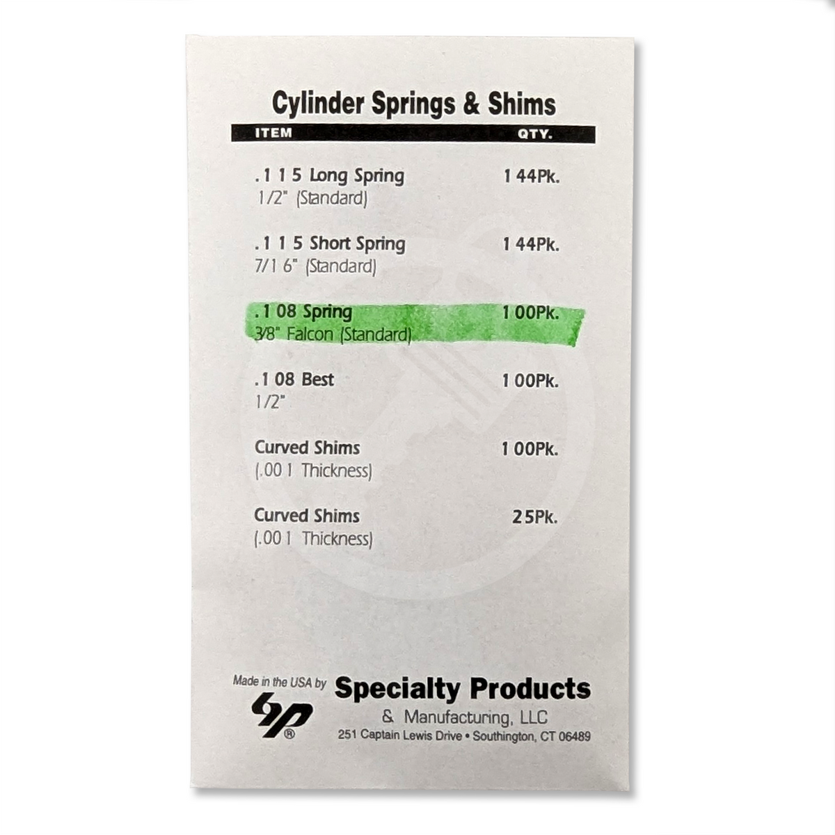 SFIC Falcon Springs 3/8" For IC Core Locks 100 Pack by Specialty ...