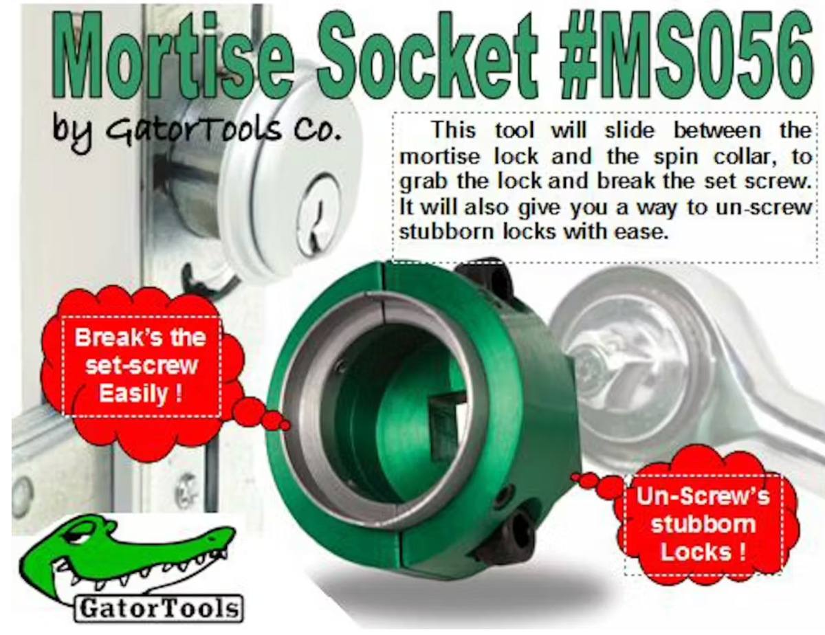 Gator Mortise Socket | Remove Mortise Locks with Ease