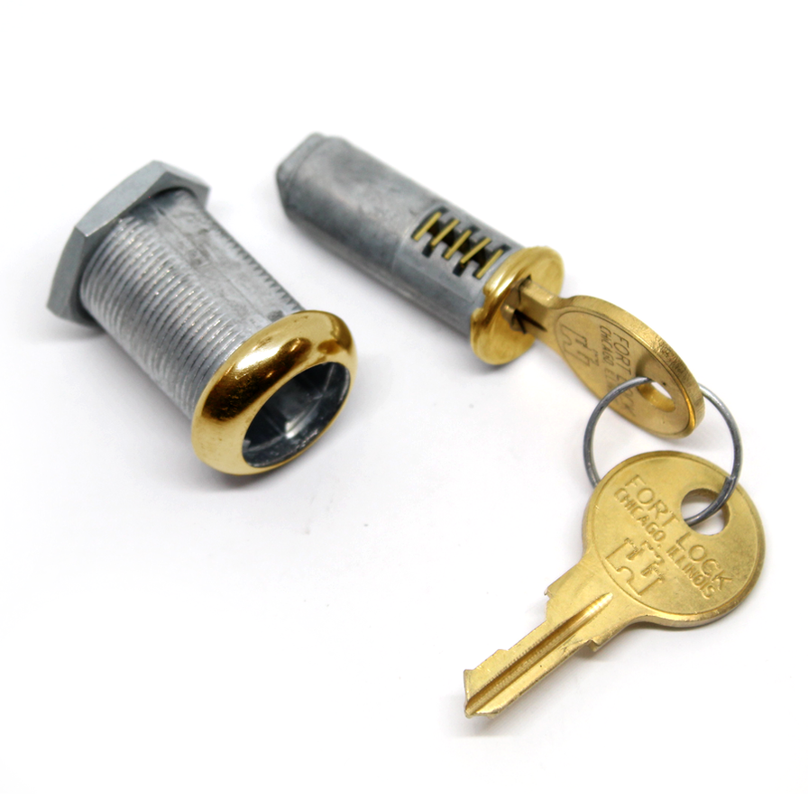 CompX Fort 1-1/8" Disc Tumbler Cylinder Cabinet Cam Lock- Brass