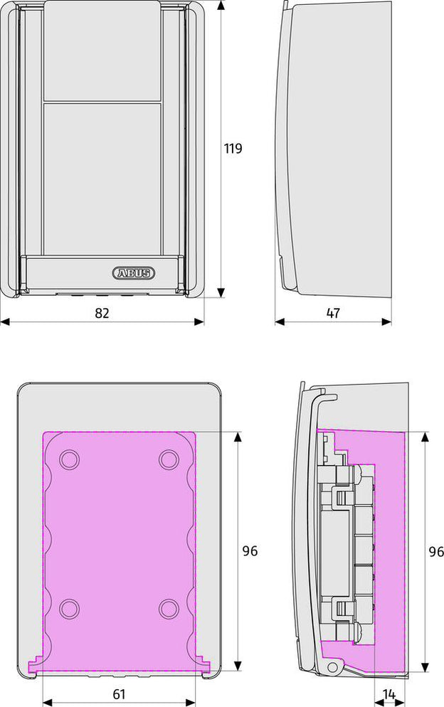 Abus 767 Key Storage Push Button Lock Box - Wall Mounting