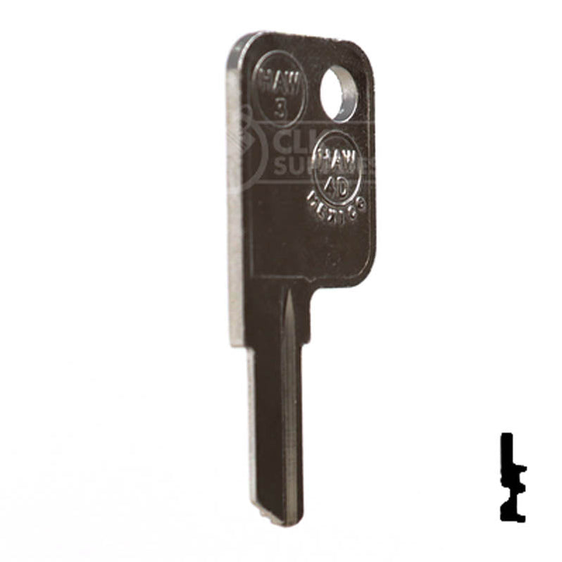 Uncut Key Blank | Haworth | HAW3, 1599